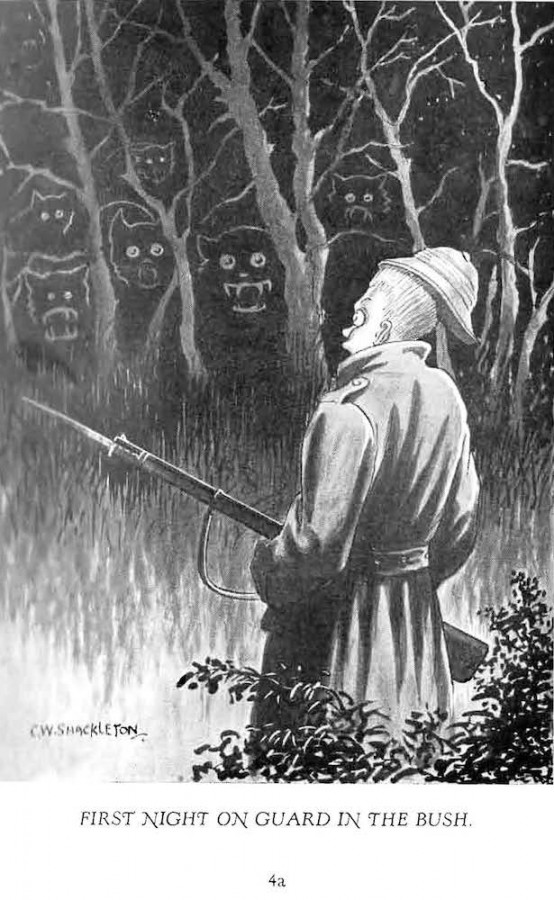 » C.W. Shackleton – First Night on Guard in the Bush Africa Cartoons